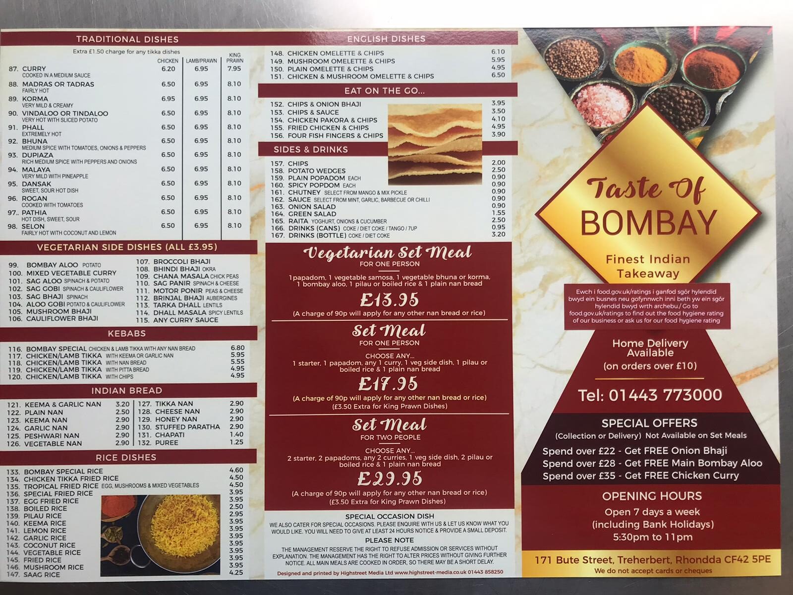menus – Taste Of Bombay